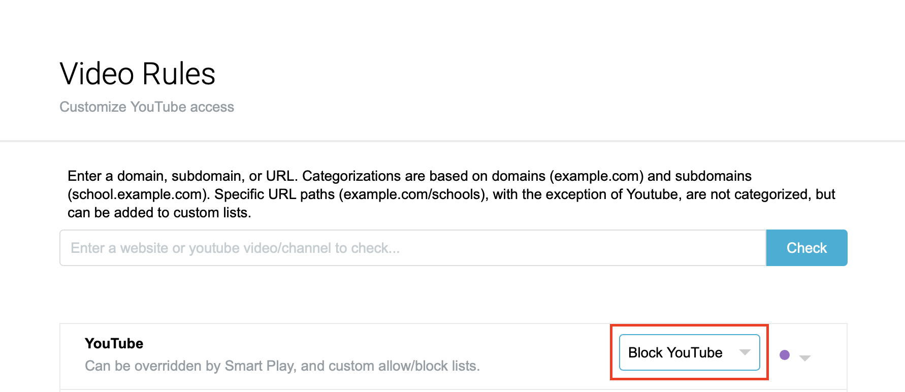 Lightspeed Filter - Internet Access - Video Rules