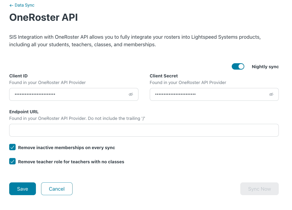 Sync Source - OneRoster API