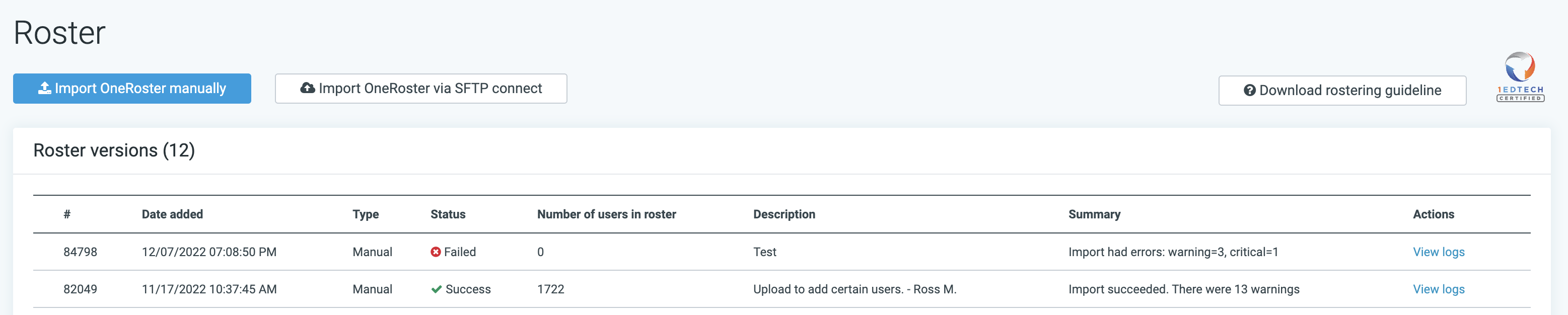 Lightspeed CatchOn - Validate Roster Import