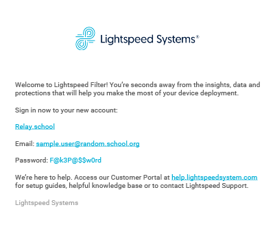 First Login to Lightspeed Filter